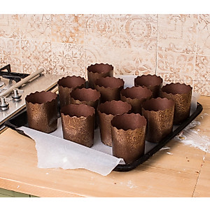 8 oz Panettone Paper Mold | 25 Pack | Easter Bread Paper Mold - Round Italian Non Stick Panettone Paper Baking Molds - Brown Design W 3.55 x H 3.35-In by SHSH trade group