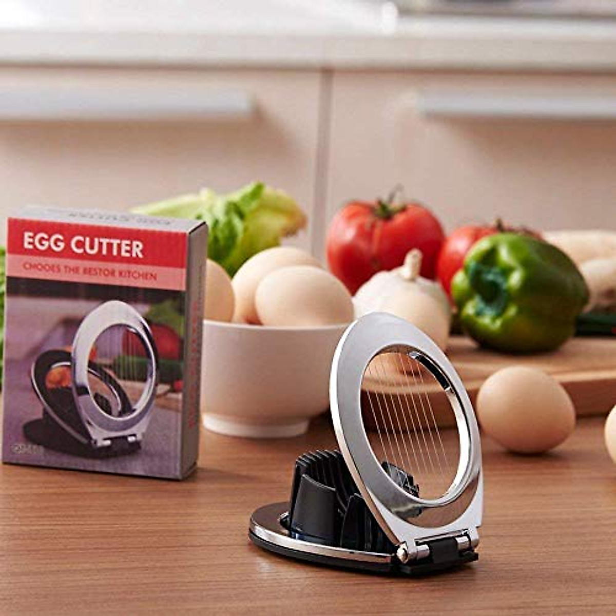Egg Slicer, BIBURY Egg Slicer for Hard Boiled Eggs, Egg Cutter Heavy Duty for Egg Strawberry Mushroom Soft Fruit, Stainless Steel Wire with 3 Slicing Styles, Easy to Clean