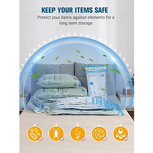 Vacuum Storage Bags with Electric Air Pump, 15 Pack (3 Jumbo, 3 Large, 3 Medium, 3 Small, 3 Roll Up Bags) Space Saver Bag, Vacuum Sealer Bags for Clothes, Blanket, Duvets, Pillows, Comforters, Travel