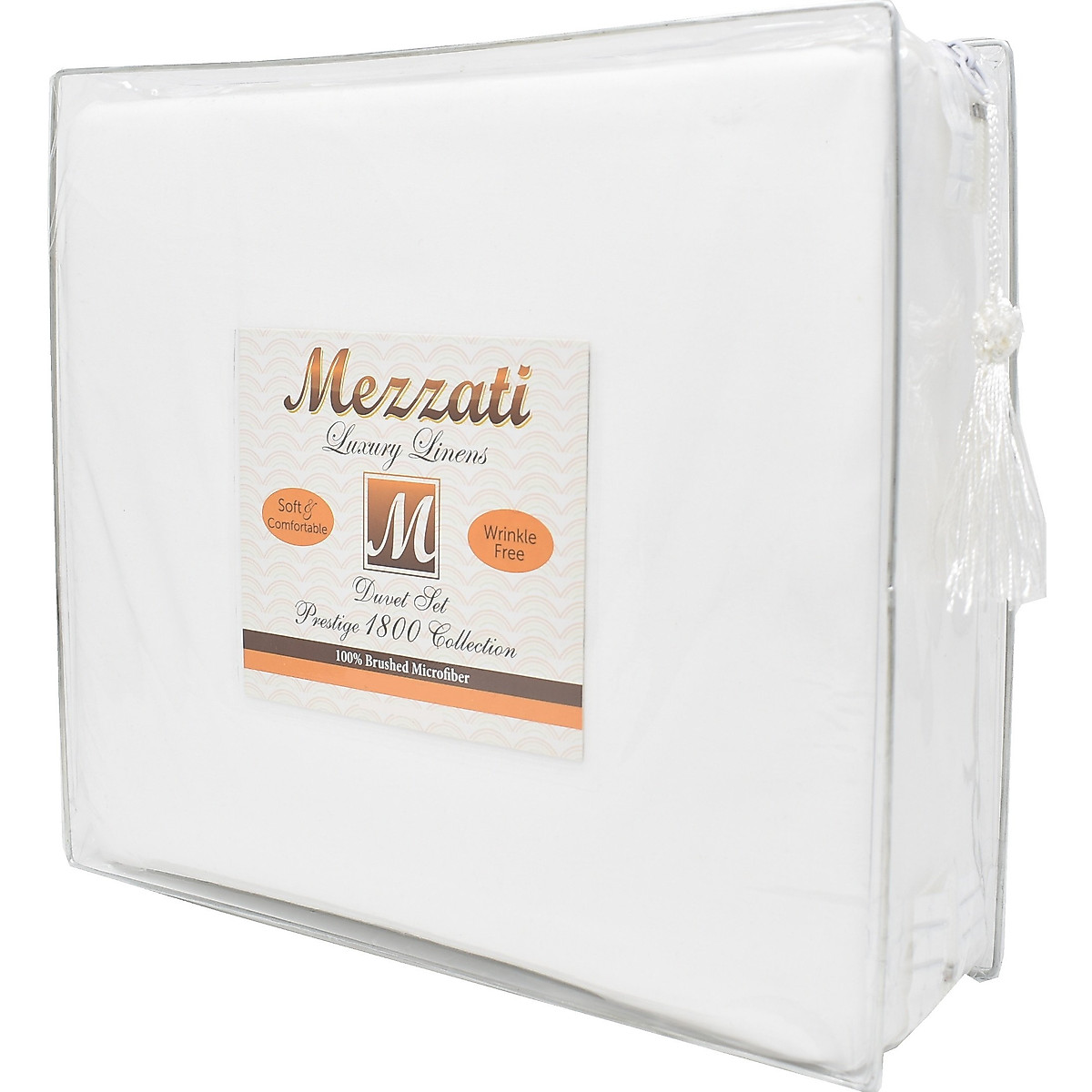 Mezzati Luxury Duvet Cover 3 Piece Set – Soft and Comfortable 1800 Prestige Collection – Brushed Microfiber Bedding (White, King Size)