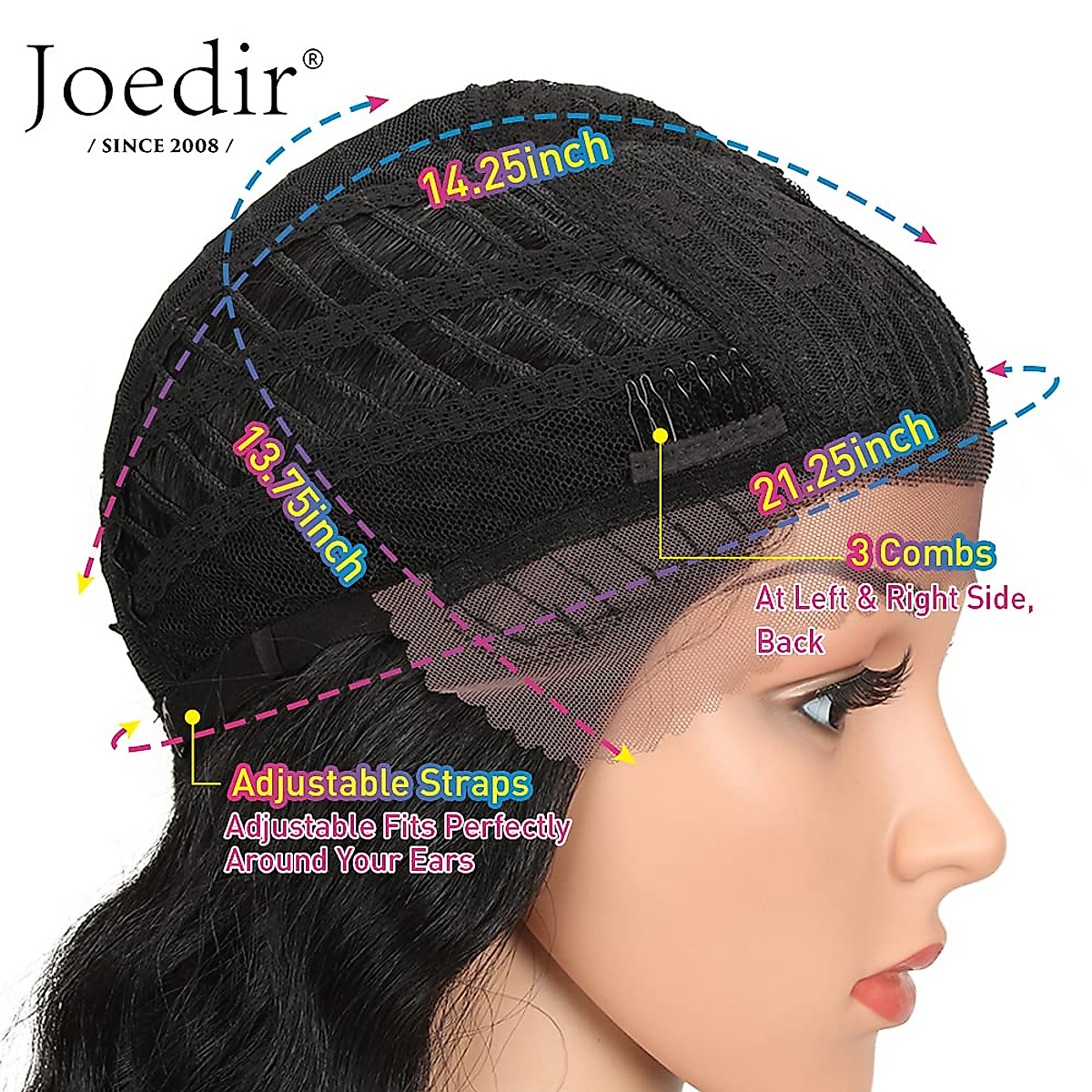 Joedir Lace Front Wigs 30'' Long Wavy Synthetic Wig 4.5" Deep Part HD Transparent Lace For Women 130% Density Wigs(BLACK COLOR)