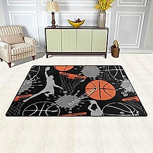ZZAEO Area Rug 60 x 39 inch Home Decoration Floor Mat for Living Room Bedroom (Play Basketball)