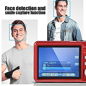 2.7 Inch Digital Video Camera, Mini Compact Digital HD Camera for Backpacking, 8X Automatically Digital Zoom, 5MP Full High Definition, Face Detection and Smile Capture Function, SD Card Storage(Red)