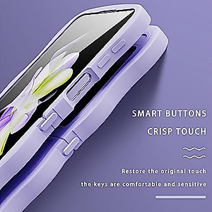 Eiavike Phone Case for Samsung Galaxy Z Flip 5 2023, Soft Silicone Solid Color Curly Wave Frame [with Non-Slip Hinge] Shockproof Protective Cover for Galaxy Z Flip 5 5G - Cream White