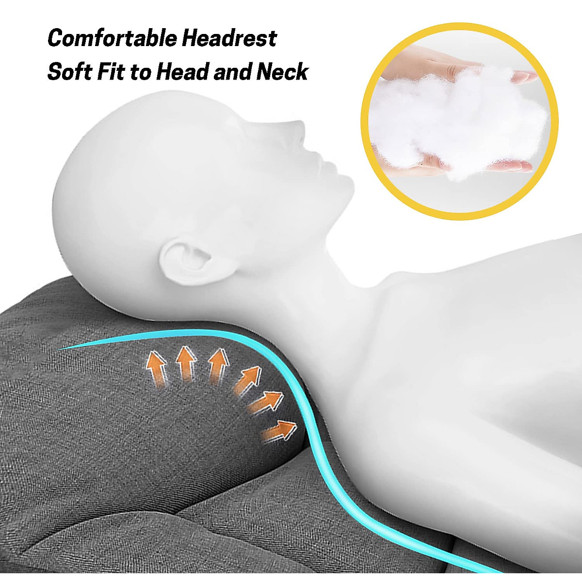 ATORPOK Camping Cot for Adults with Cushion and Pillow, Portable Folding Bed for Sleeping, Lightweight Tent cot with Carry Bag Supports 450 lbs (Grey)