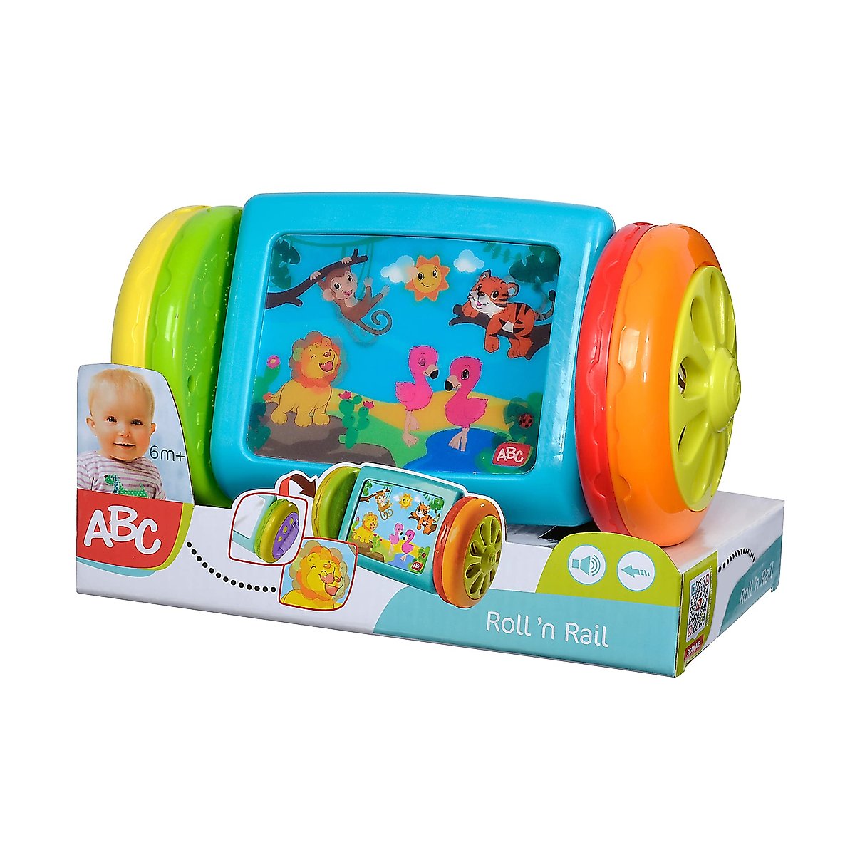 Simba 104010018 ABC Rolling Mirror/with Large Wobble Image in Both Wheels / 12 cm / 6 Months +, Multicoloured