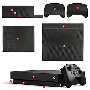 CM Carbon Fiber Protective Skin Decal Sticker Cover Vinyl Skin Wrap for Xbox One X Console and Remote Controllers