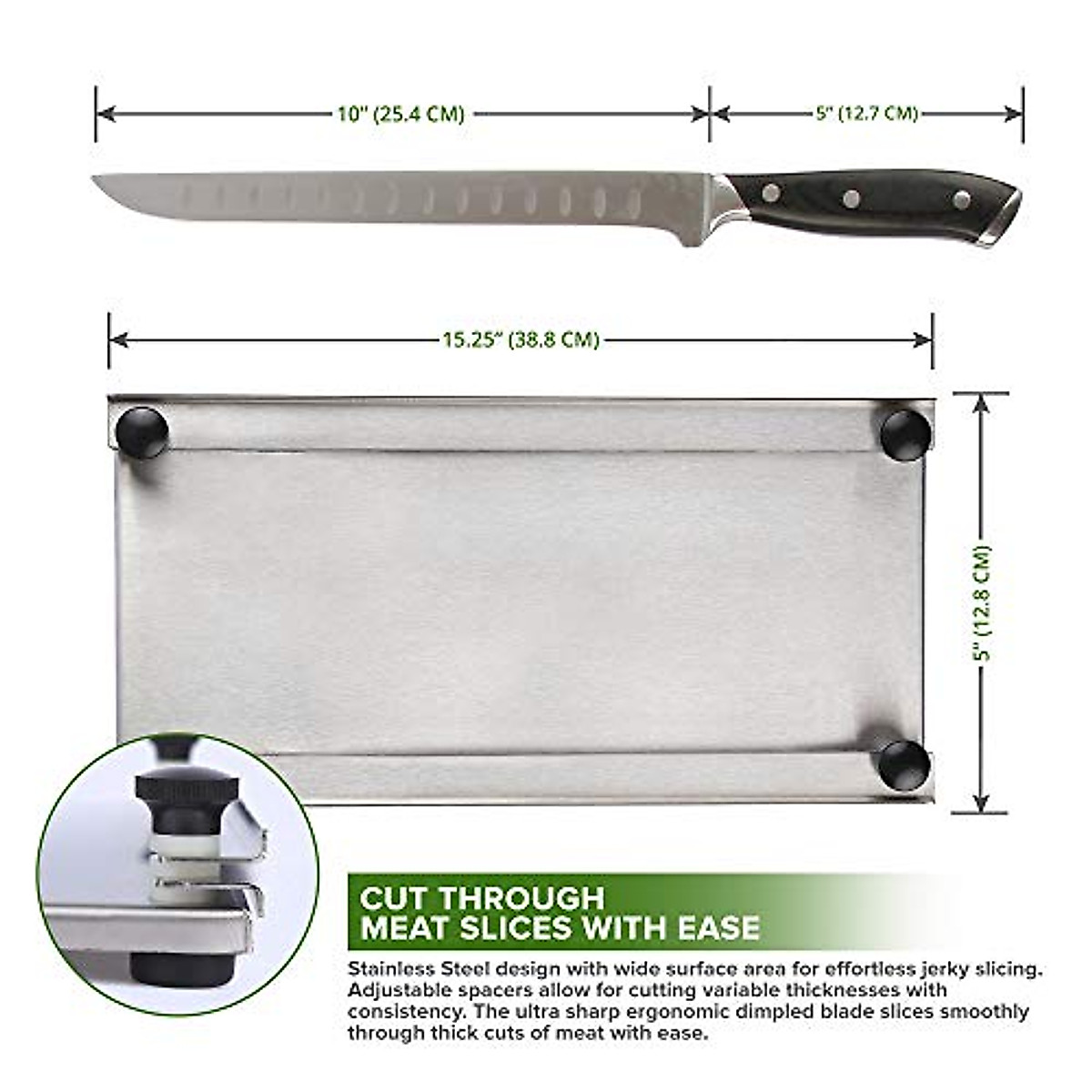 shop-ezy Meat slicer Stainless Steel Jerky Maker Cutting Board With 10-Inch Professional Slicing and Carving Knife