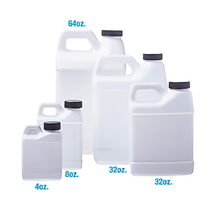 Consolidated Plastics Rectangular F-Style Bottle with Cap, HDPE, White, 16oz, 12 Piece