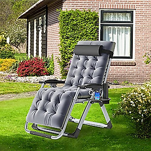 ABORON Zero Gravity Chair,Premium Outdoor Lawn Folding Lounge Chairs,Sturdy Adjustable Reclining Patio Chairs with Removable Cushion,Headrest & Tray