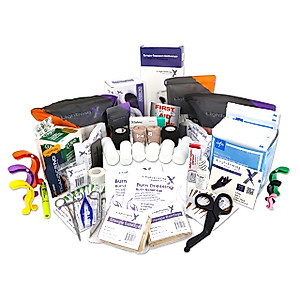 Lightning X Small First Responder EMT EMS Trauma Bag Stocked First Aid Fill Kit B (Navy Blue)