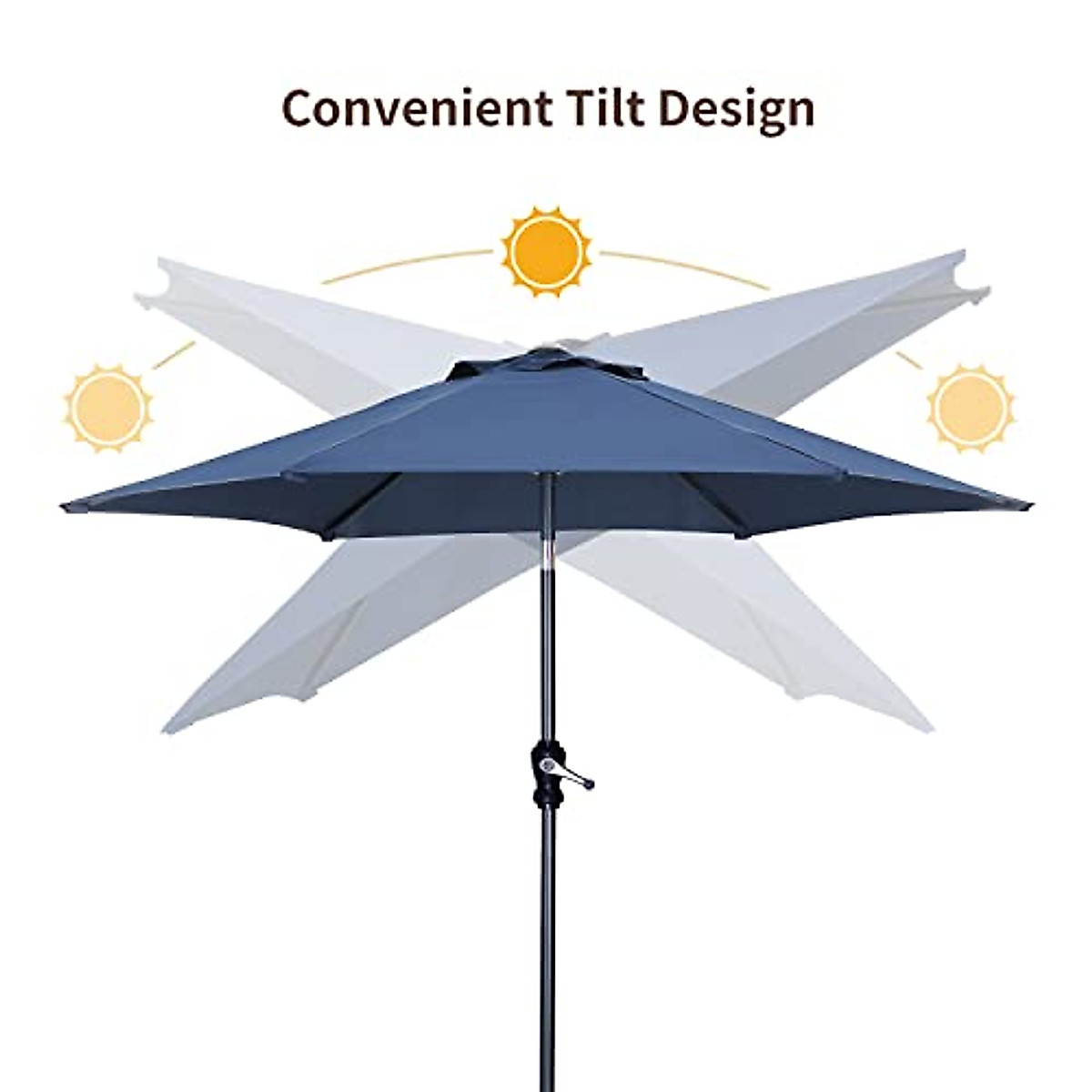 7.5FT Patio Umbrella Outdoor for Garden Umbrella with Push Button Tilt (Navy Blue)
