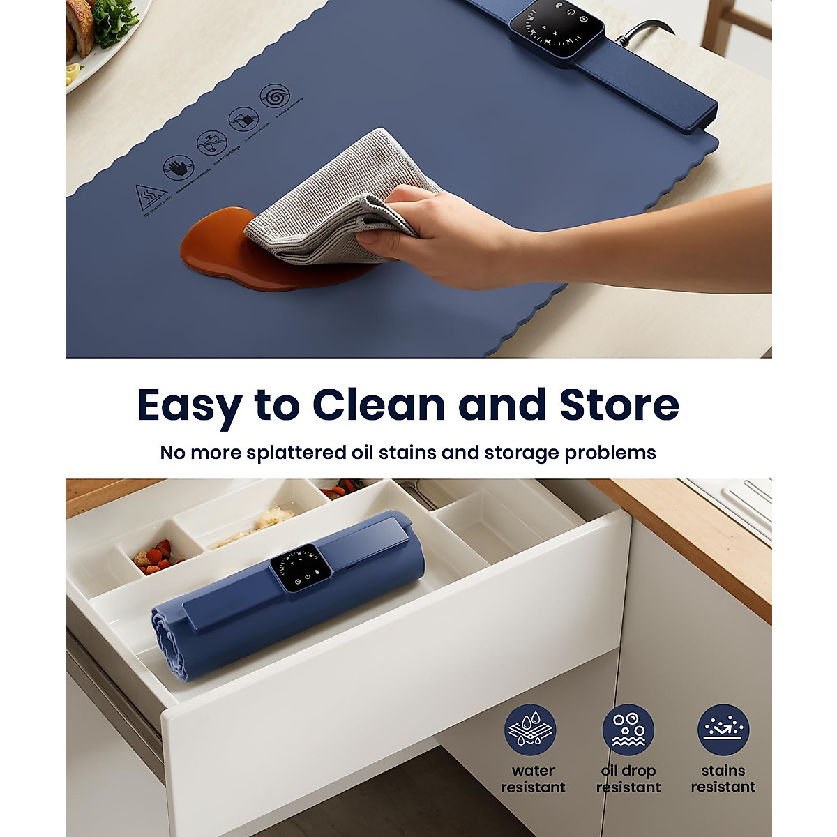 Relixcozy Food Warming Mat for Food, Electric Warming Tray with 5 Temp-Settings to Keep Food Warm at Party, Foldable Heating Pad for Food – Easy Storage, Silicone Food Warming Pad, Easy to Clean