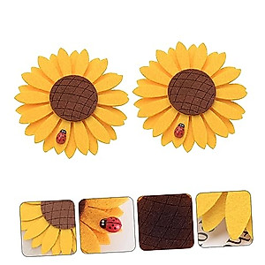 Garneck 6 Pcs Sunflower Curtain Buckle Magnetic Curtain Clips Sunflower Curtain Holdbacks Metallic Curtain Tie Buckle Curtain Tie Backs Curtain Fastener Decorate Non-Woven Fabric Delicate
