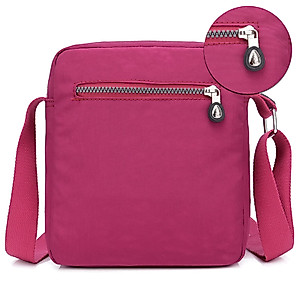 Blostirno Nylon Casual Shoulder Handbag Multi Pocket Crossbody Bag Waterproof Purse for Women Grape Purple