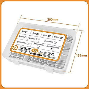 VIGRUE 120pcs Furniture Screws M6 x 10/12/15/20/25/30/40/45/50/55mm Elegant Design Furniture Connecting 304 Stainless Steel, Full Thread, Bright Finish, Machine Thread