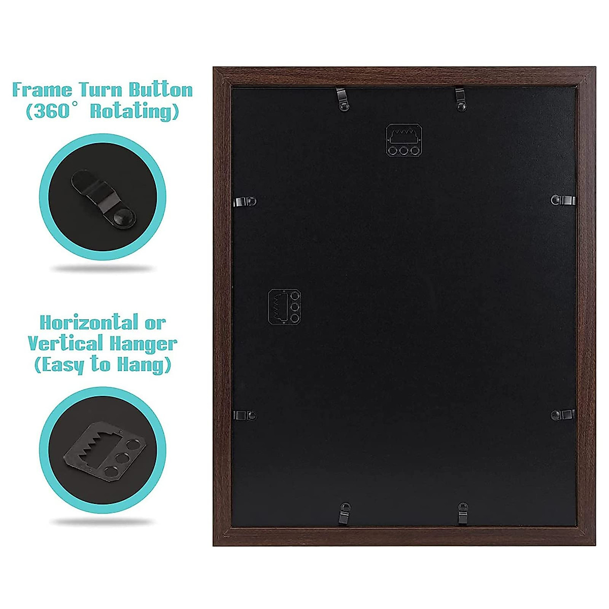 Frametory, 11x14 Picture Frame - Made to Display Pictures 8x10 with Mat or 11x14 Without Mat - Wide Molding - Pre-Installed Wall Mounting Hardware (Brown, 2 Pack)