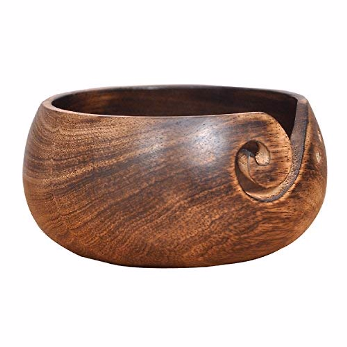 Kitchen Supplier Wooden Yarn bowl hand made by Indian Artisans with Premium Mango wood for knitting and Crochet - with holes to keep knitting needles - Christmas Collection 2021