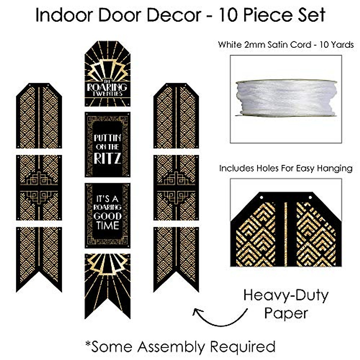 Big Dot of Happiness Roaring 20’s - Hanging Vertical Paper Door Banners - 1920s Art Deco Jazz Party Wall Decoration Kit - Indoor Door Decor