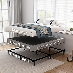 Gdduck 9 Inch Box Spring Queen,Metal Queen Size Box Only Basics Bed Base, Mattress Foundation,Black Sturdy Heavy Duty Structure with Cover,Noise Free,Easy Assembly