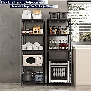 JEROAL 5-Tier Wire Shelving Unit, Multipurpose Standing Storage Shelves Metal Display Rack for Pantry Laundry Bathroom Kitchen Garage Closet Organization,350LbS Capacity,13.8" D×21" W×61" H,Black