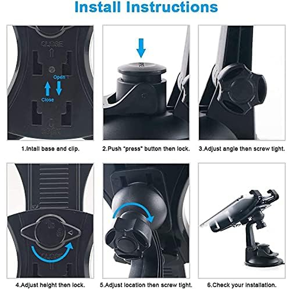 Car Tablet iPad Holder Mount, Suction Cup Tablet Holder Stand for Car Windshield Dash Desk Kitchen Wall Compatible with iPad Mini Air Samsung Galaxy Tab A S Series All 7-10 inches Tablet