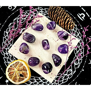 10 Packs Amethyst Natural Healing Crystals Amethyst Crystals Natural Tumbled Polished Stones Palm Worry Stone Chakra Reiki Balancing
