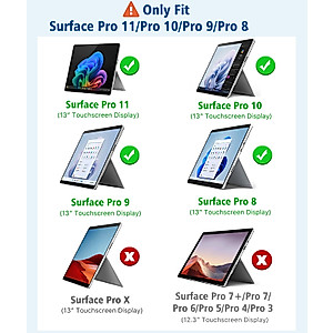 MoKo Tablet Back Skin Stick Decal for Microsoft Surface Pro 11 /Surface Pro 10 / Pro 9 / Pro 8 13-Inch Tablet, PU Leather Protective Decal Body Skin Cover for Surface Pro 11/10, Black