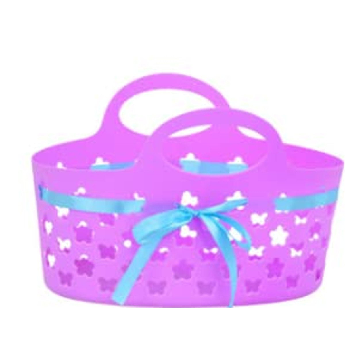 Easter Egg Hunt Oval Plastic Baskets with Ribbons(Pink, Purple, Blue and Yellow) With Special DTJS Easter Bonus