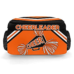 Anneunique Cheerleading Orange Backpack Custom Name Large Capacity Shoulder Bags for Sports Party