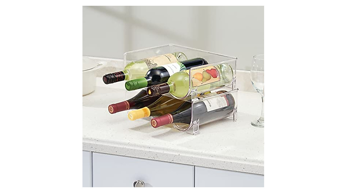 mDesign Stackable Plastic Wine Rack - Organize Better
