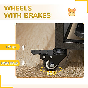 PawHut Heavy Duty Dog Crate Metal Kennel and Cage Dog Playpen with Lockable Wheels, Slide-Out Tray and Anti-Pinching Floor, 45" x 29.5" x 35"