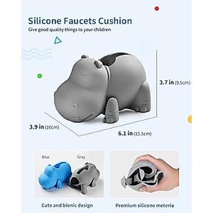 Mandoo Faucet Cover Bathtub Baby, Bath Spout Cover for Baby, Bath Faucet Cover for Kids, Tub Spout Cover Bathtub Faucet Cover Kids Safety, Protection Baby Universal Bath Silicone Toys Grey Hippo