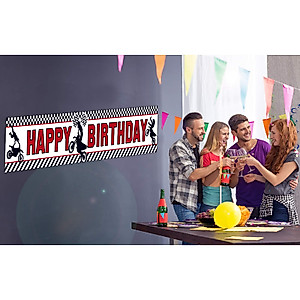 Huge Motocross Birthday Banner,Dirt Bike Party Decorations Motocross Happy Birthday Banner Indoor Outdoor Decorations Dirt Bike Racing Birthday Banner, 250 x 45 cm, 98.4 x 17.7 Inch