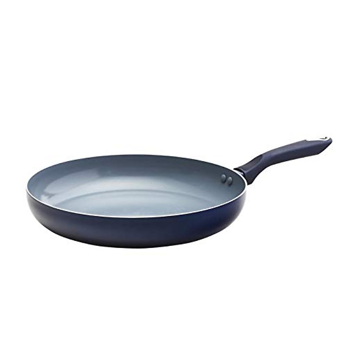 IMUSA USA Blue Ceramic Fry Pan with Soft Touch Handle, 12 Inch, 12"