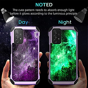 BENTOBEN Samsung Galaxy A32 5G Case, Slim Fit Glow in The Dark 2 in 1 Heavy Duty Rugged Hybrid Soft TPU Bumper Hard PC Shockproof Protective Cases Cover for Samsung Galaxy A32 5G 6.5", Nebula/Galaxy