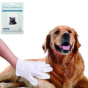 fatdaa Pet Grooming Glove Wipes for Dogs and Cats 6 pcs, Dog Wipes, Cat Wipes, Pet Wipes No Rinse Disposable Cleaning Massage Gloves, Pet Grooming Pet Washing,Made from Cotton，Easy Bath(6PCS)