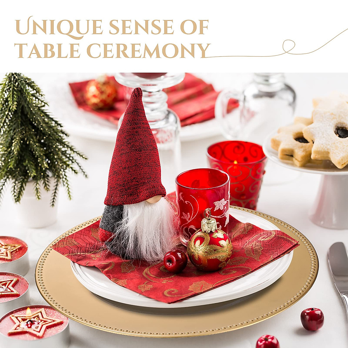 Zopeal 18 Pack Round Charger Plates Bulk 13 Inch Plastic Plate Chargers with Beaded Rim Disposable Dinner Charger Plates for Wedding Halloween Christmas Party Event Table Setting Decoration (Gold)