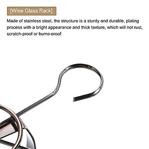 uxcell Countertop Wine Glass Holder, Freestanding Wine Glass Rack with 6 Hooks, Metal Stemware Holder Stand for Bar, Kitchen Home Storage (Bronze 235x335mm)