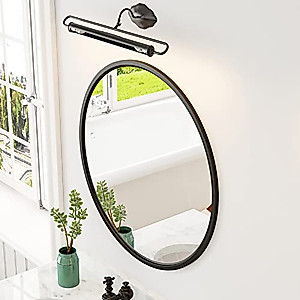 G-LEAF Black Round Mirror 24 inch, Circle Mirror for Bathroom, Entryway, Vanity, Living Room, Round Bathroom Mirror for Wall