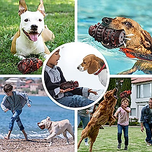 Pamlulu Dog Toys for Aggressive Chewer, Indestructible Tough Dog Chew Toys for Large Dogs, Squeaky Dog Toothbrush Teeth Cleaning Toy