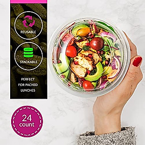 PAMI Deli Plastic Containers With Lids [24-Pack, 24oz] - Small Food Containers For Sauces, Salsas, Dips - BPA-Free, Microwave & Freezer Safe Food Storage Pots- Clear Meal Prep Condiment Containers