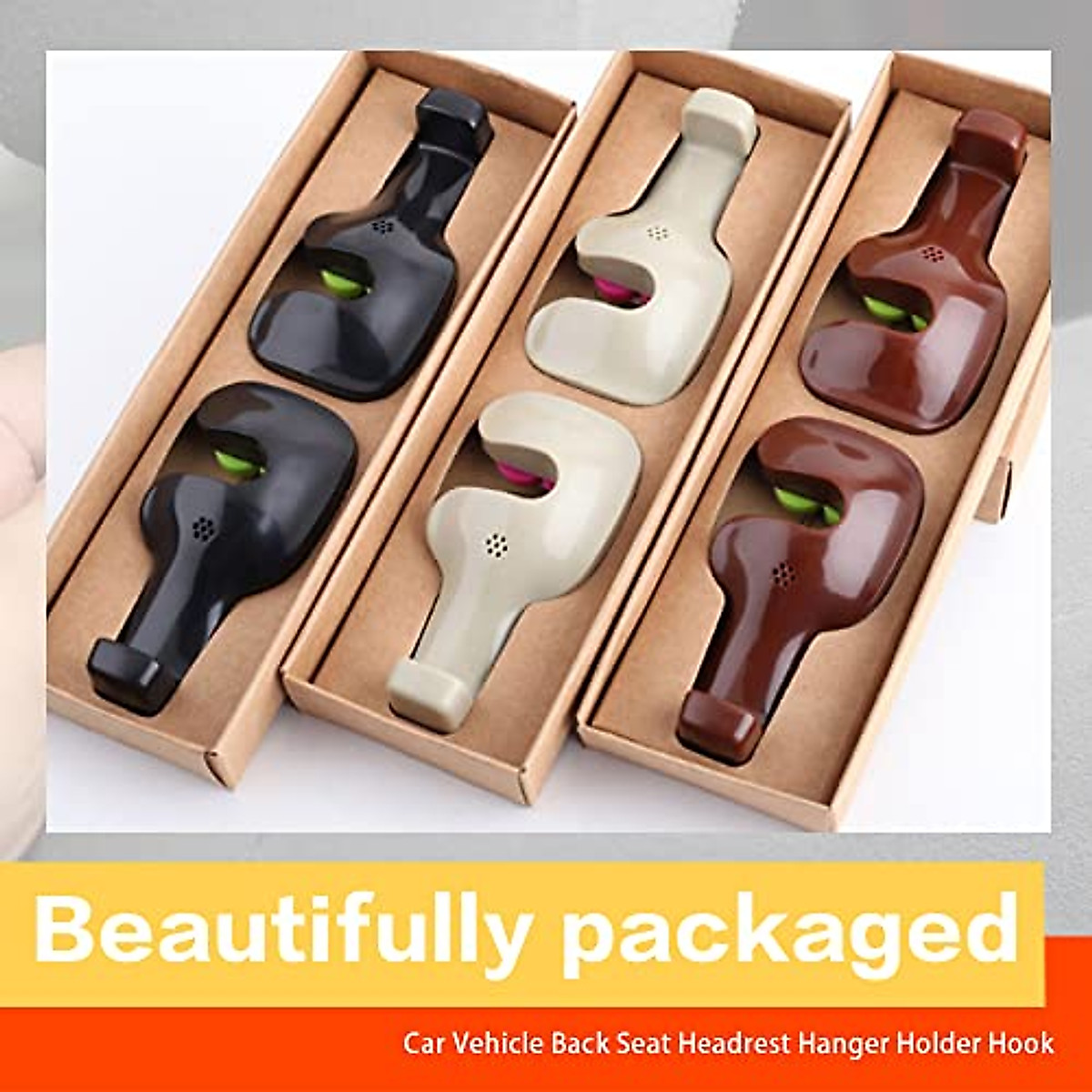 VARGTR 2 Pack Car Vehicle Back Seat Headrest Hanger Holder Hook,New Styles Car Hooks,Universal Purse Holder Car Seat Back Storage Organizer Hanger Hook,car headrest Hook (Brown)