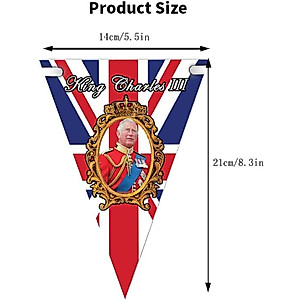 King Charles III Union Jack Bunting Banner with 15 Triangle Flags, Our New King To Be British String Bunting for His Majesty's Royal Coronation Ceremony Pub BBQ Royal Events Street Party Decorations