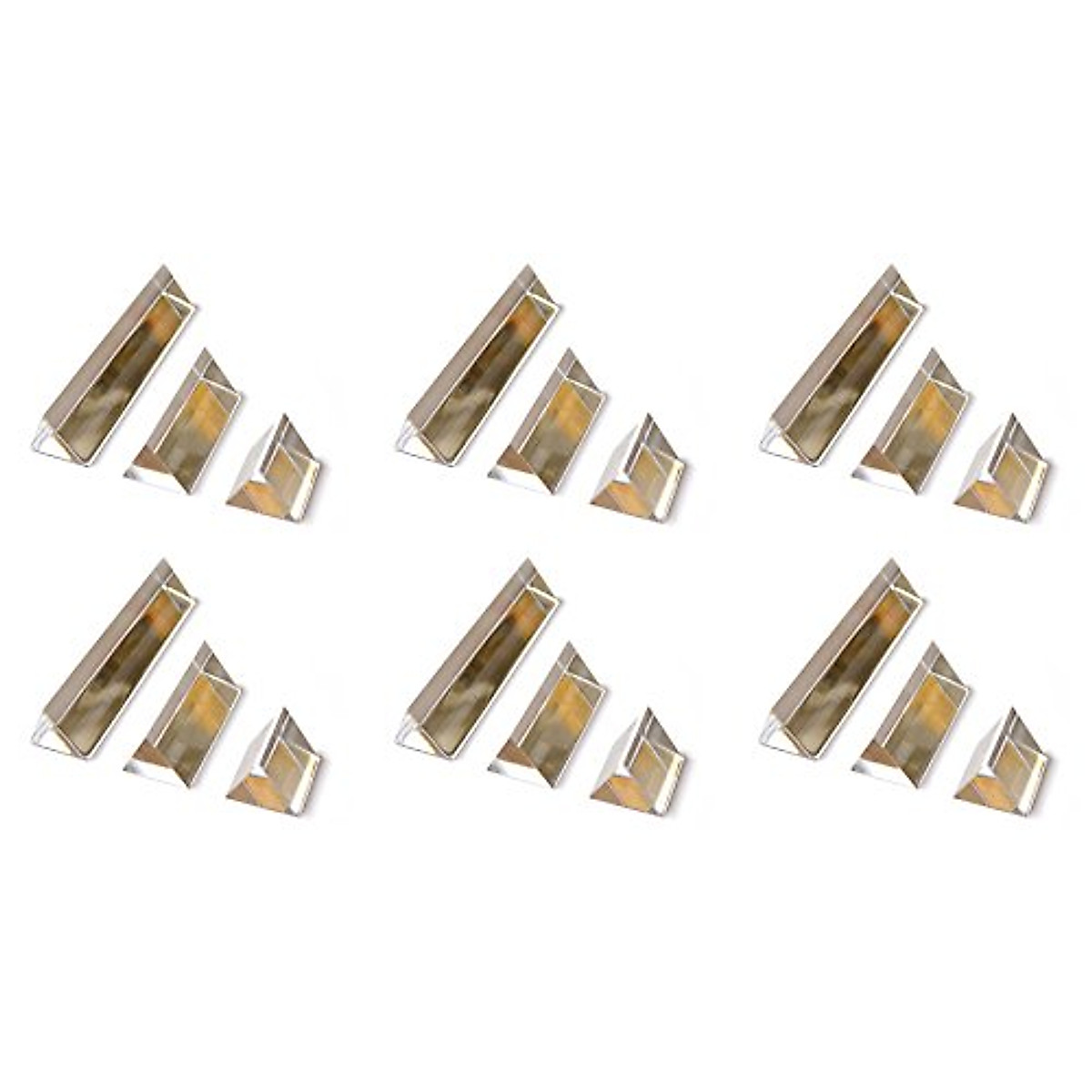 EISCO 6PK Equilateral Prisms 3pc Set - 1", 2", & 4" Lengths, 25mm Face Size - Acrylic - Classroom Pack (Six, 3pc Sets - 18 Pieces Total)
