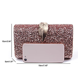 FUKZTE Women's Shinning Clutch Bag Handbag with Chain Ladies Evening Bridal Wedding Party Prom Evening Clutch Purse Shoulder Bag,Pink