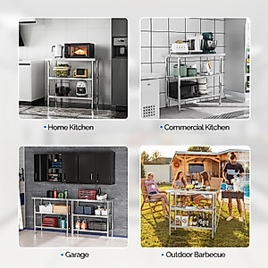 ROVSUN Stainless Steel Table with 2 Shelves 36 X 18 Inch, NSF Commercial Heavy Duty Prep & Work Table, Metal Utility Table for Kitchen, Restaurant, Home, Hotel, Garage