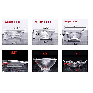 Leoyoubei 3 Ounce 3.25x1.5 inch Heat Resistant Glass Bowl for Ice Cream Dessert,Soy Sauce Dishes,Appetizer Spoons Stackable,Mini Side Dishes Ramekins Transparent 4 Packs (Point Bowl)