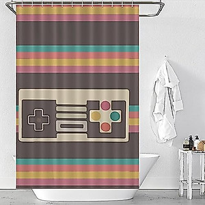 Video Game Controller Gamepad Shower Curtain with Grommets and Hooks Waterproof Bath Curtains for Bathroom Showers Bathtubs Decoration