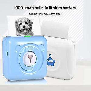 Portable Printer, Mini Printer Wireless Bluetooth Mobile Thermal Printer, Pocket Printer with 1 Roll Printing Paper for Android iOS Smartphone, Inkless Printer for Label Receipt Photo Journal